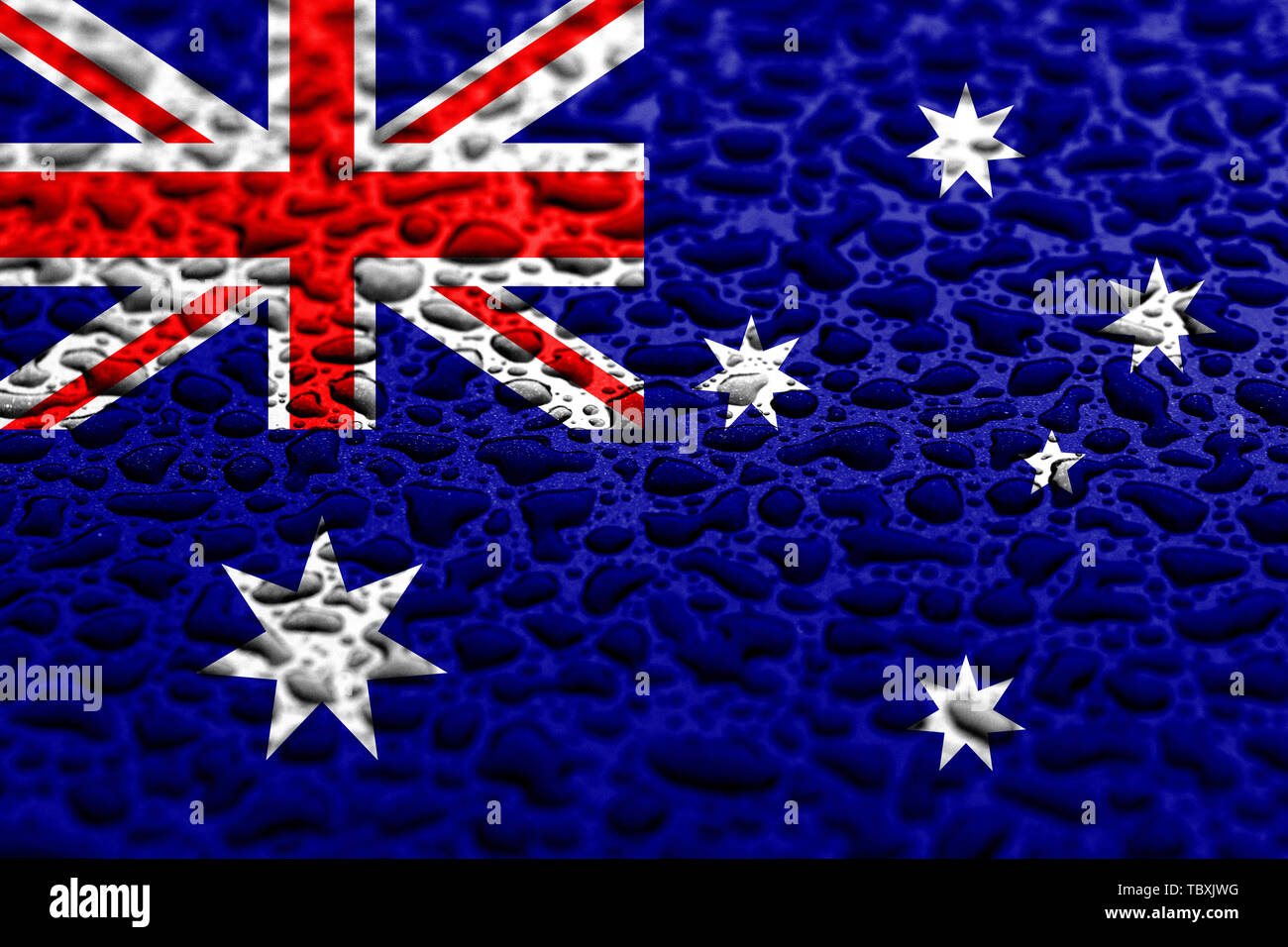 National flag of Australia made of water drops. Background forecast ...