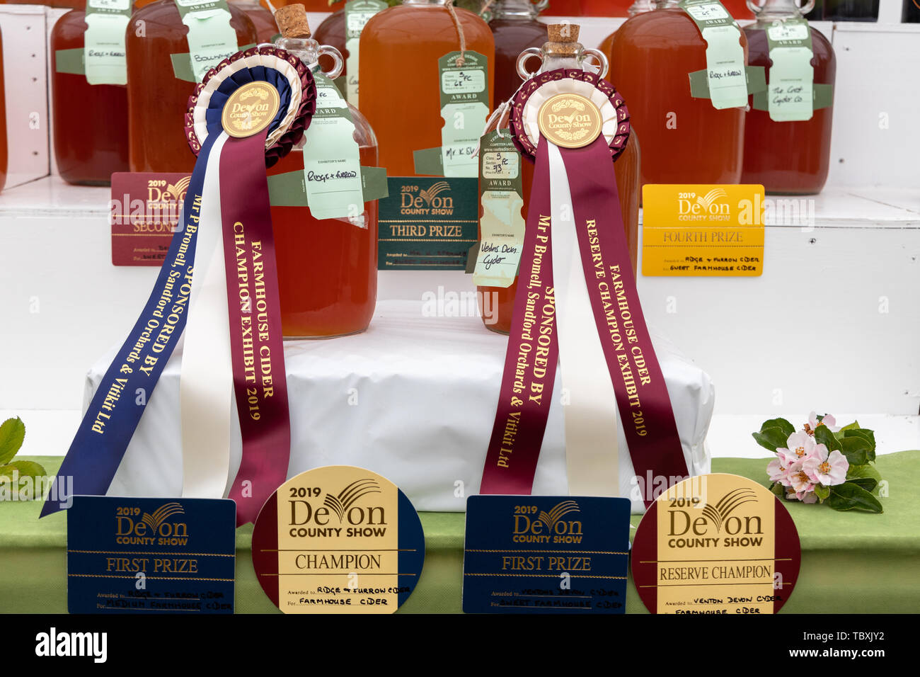 Display of prize winning West Country Cider at the Devon County Show ...