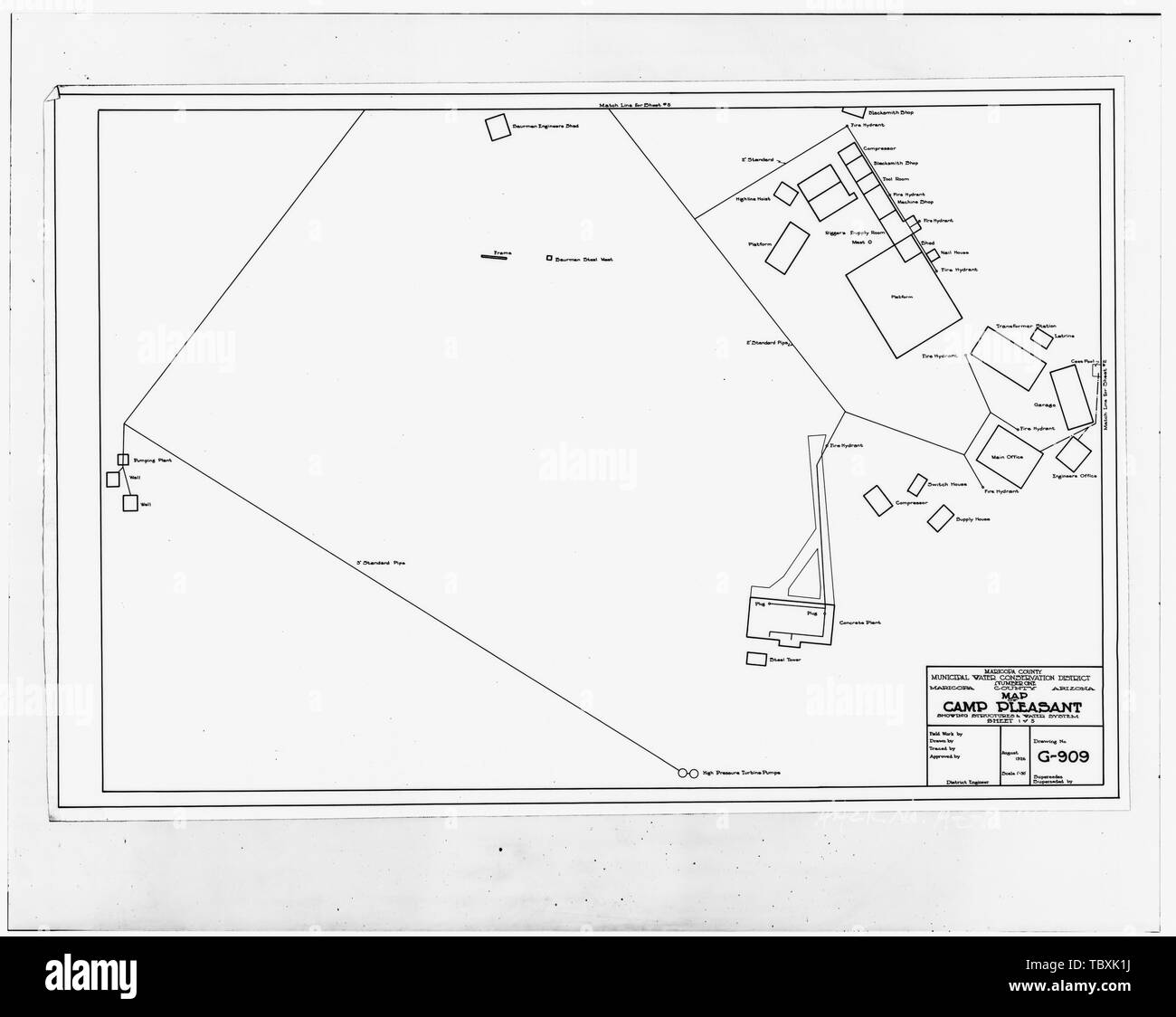 Map of Camp Pleasant, 1 of 5. August 1926. Waddell Dam, On Agua Fria ...