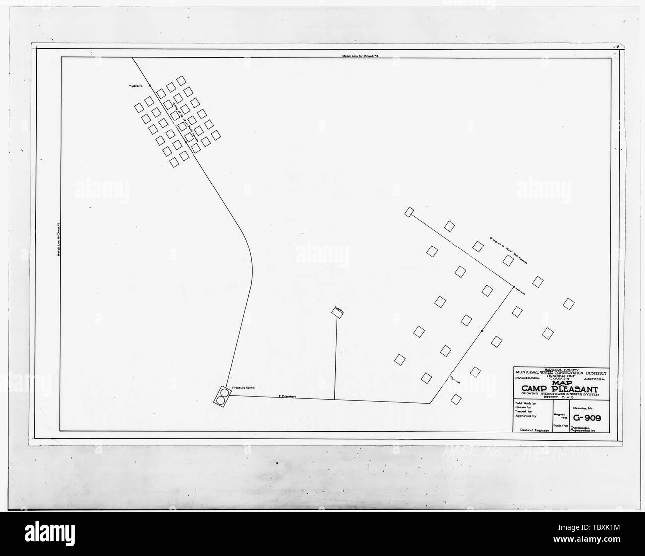 Map of Camp Pleasant, 3 of 5. August 1926. Waddell Dam, On Agua Fria ...