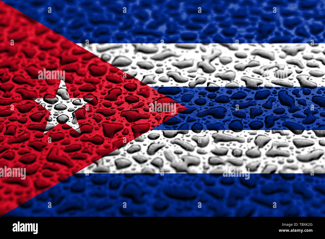 National flag of Cuba made of water drops. Background forecast concept ...
