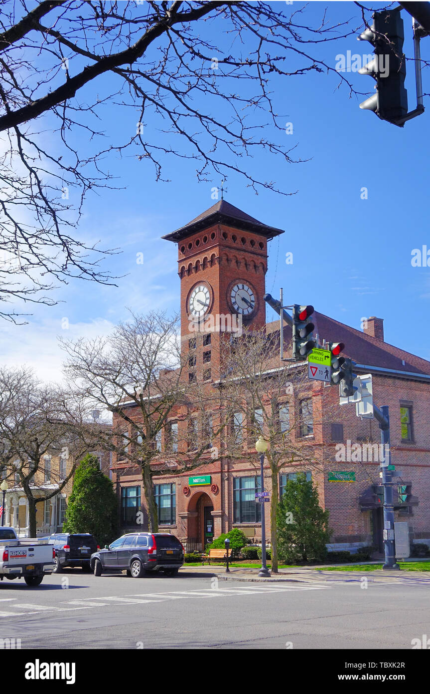M&T Bank building with clock tower, Skaneateles, New York Stock Photo ...