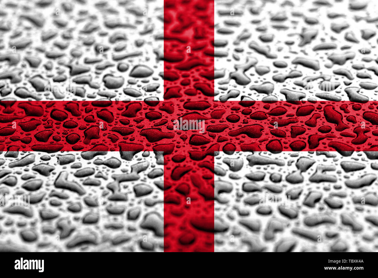 National flag of England made of water drops. Background forecast ...