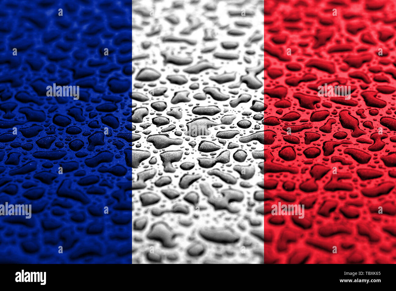 National flag of France made of water drops. Background forecast ...
