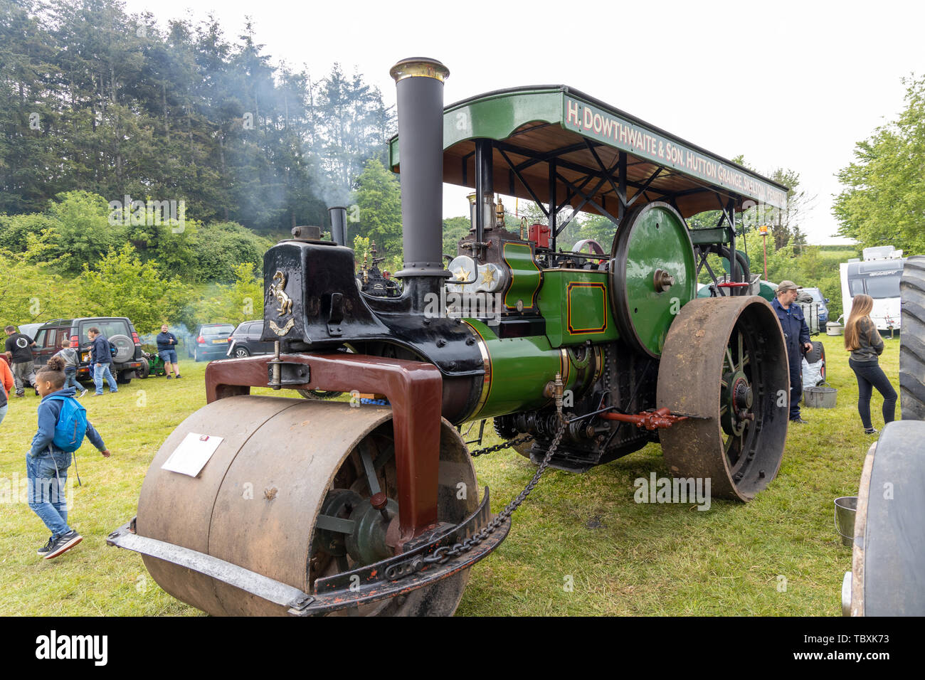 Road Roller traction engine in steam at the Devon County Show Stock ...