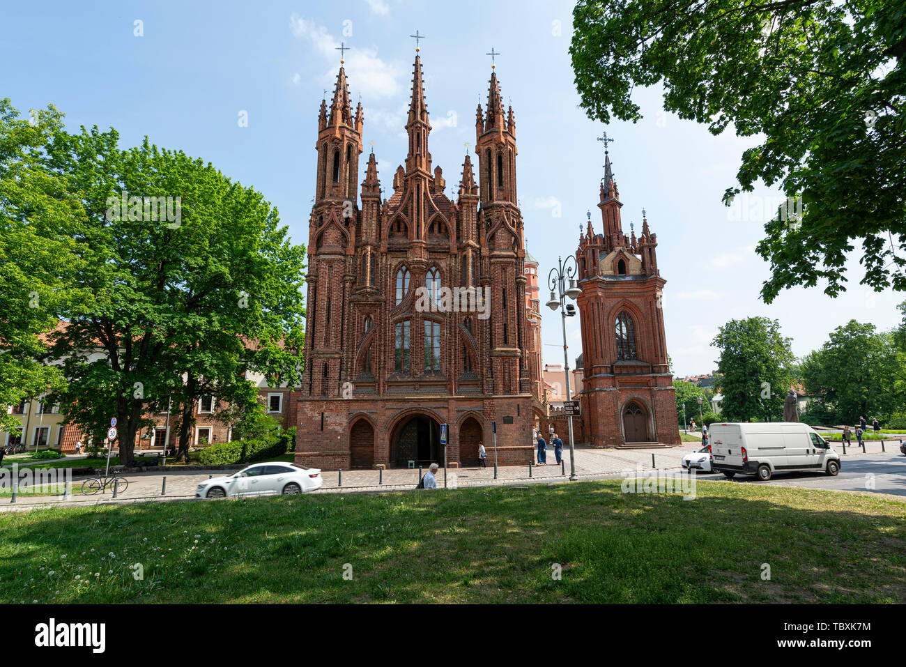 Vilnius, Lithuania. May 2019. An external view of the facade of St ...