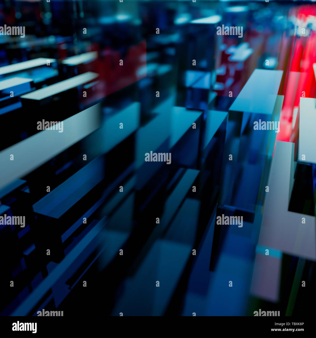 Abstract blue glass 3d geometric background pattern in red and blue of ...