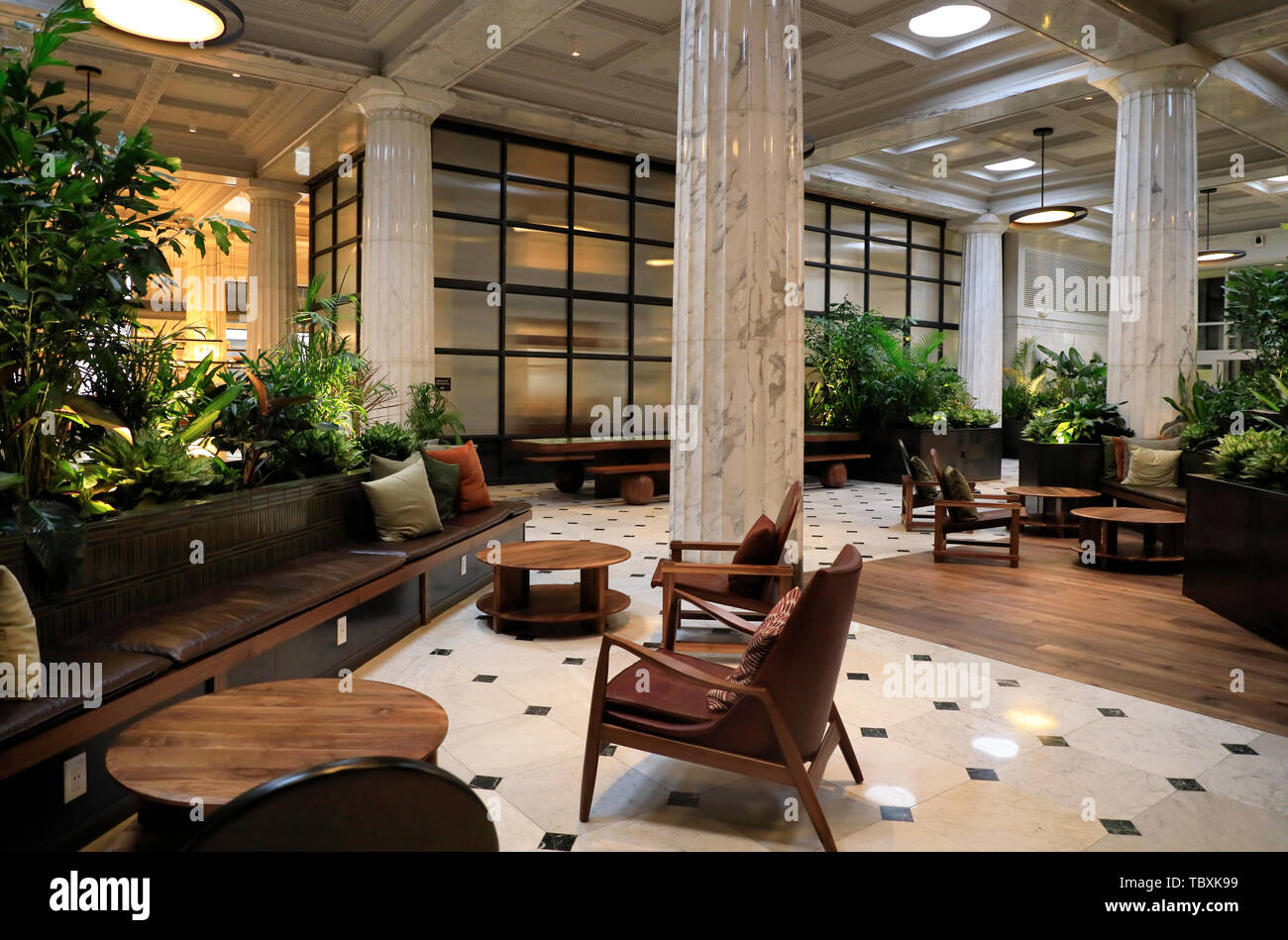 Interior view of the lobby of Hotel Emery.Minneapolis.Minnesota.USA ...
