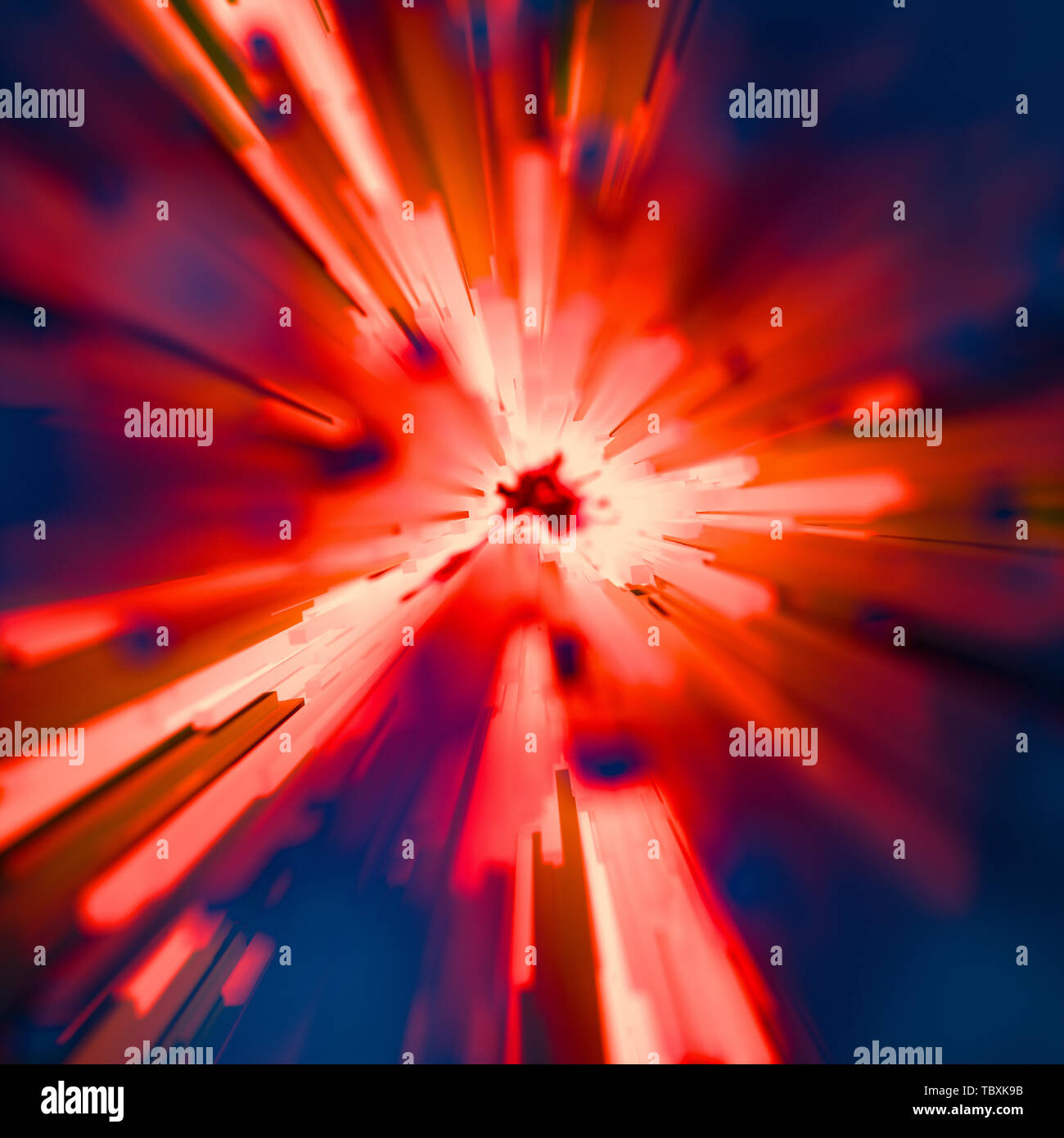 Abstract energy tunnel background of colorful diverging radiating rods ...