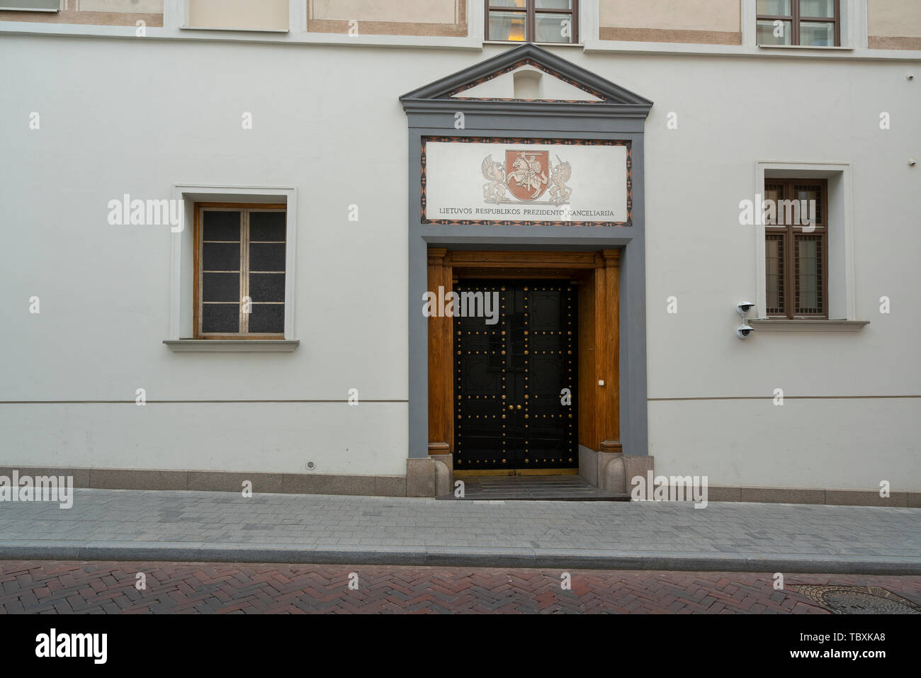 Vilnius, Lithuania. May 2019. front door of the palace of the ...