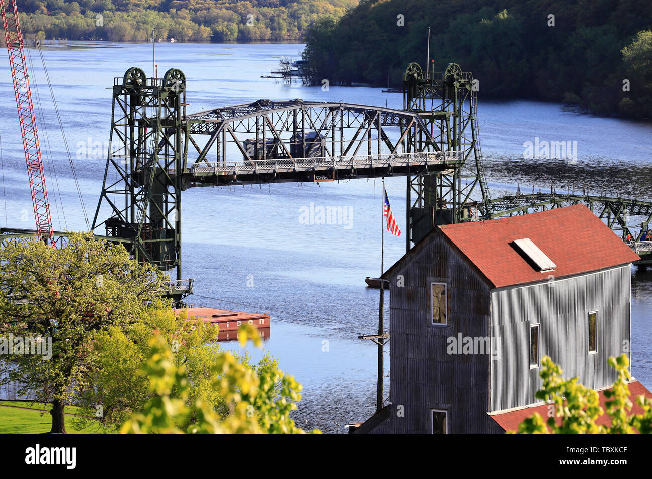 The view of Stillwater Lift Bridge over St.Croix River connecting ...