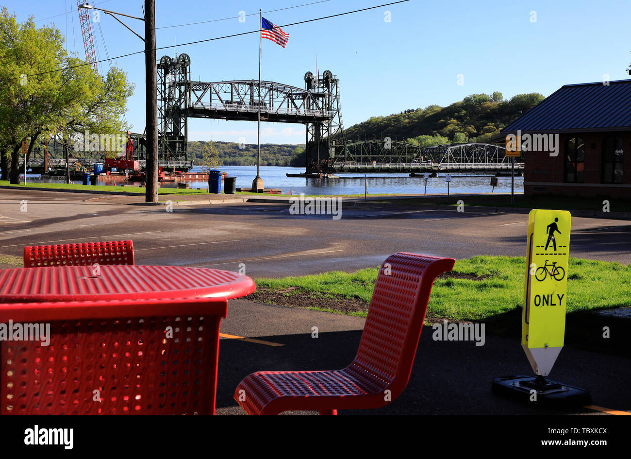 The view of Stillwater Lift Bridge over St.Croix River connecting ...