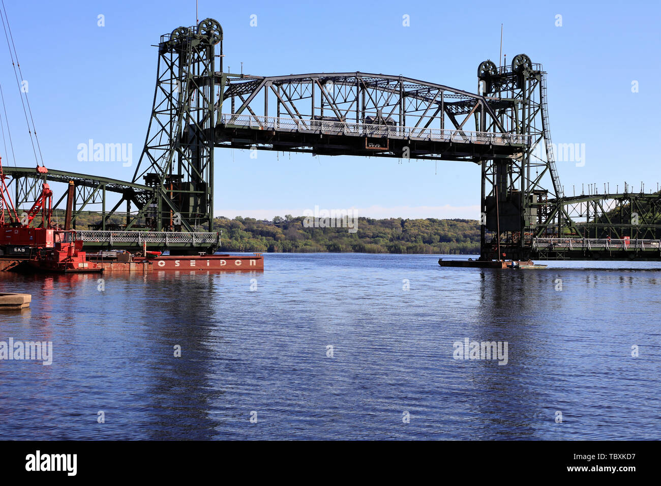 The view of Stillwater Lift Bridge over St.Croix River connecting ...