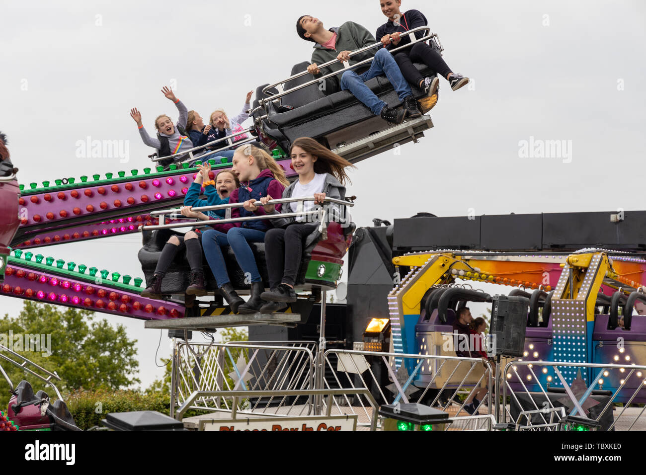 People enjoying themselves in the funfair at the Devon County Show ...