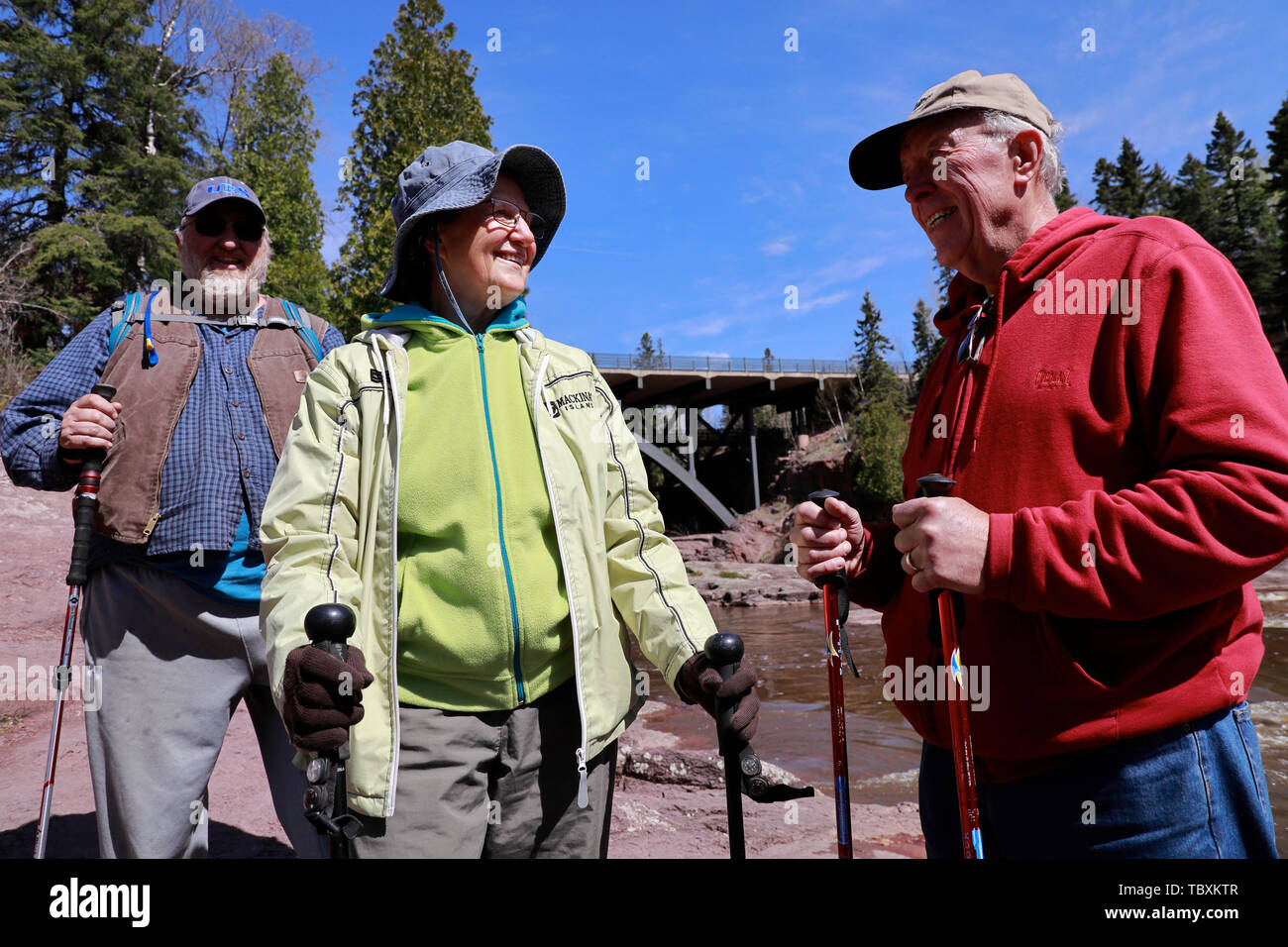 Senior visitors at Upper Gooseberry Falls in Gooseberry Falls State ...