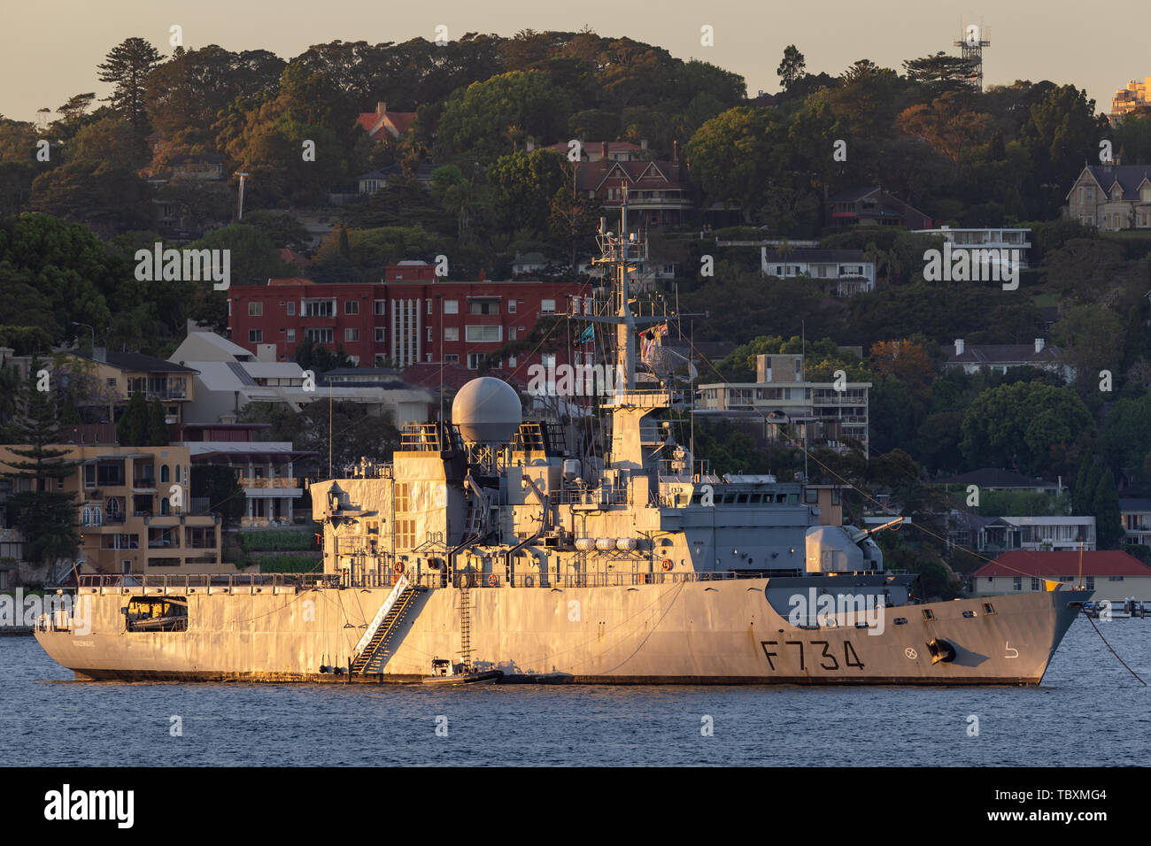 French Navy (Marine Nationale) frigate FNS Vendemiaire (F734) in Sydney Harbor Stock Photo - Alamy