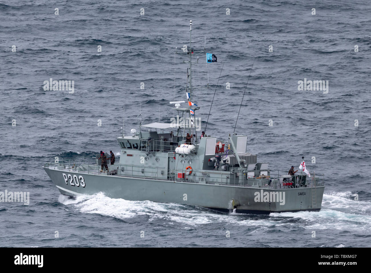 Patrol boat VOEA Savea (P203) of the Tongan Defence Services departing ...