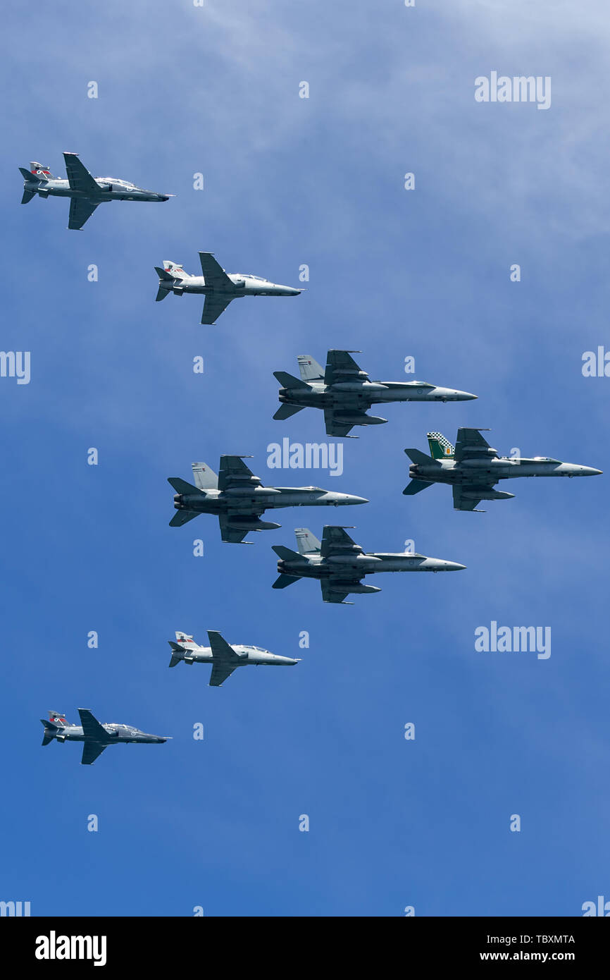 Formation of eight Royal Australian Air Force (RAAF) aircraft comprised ...