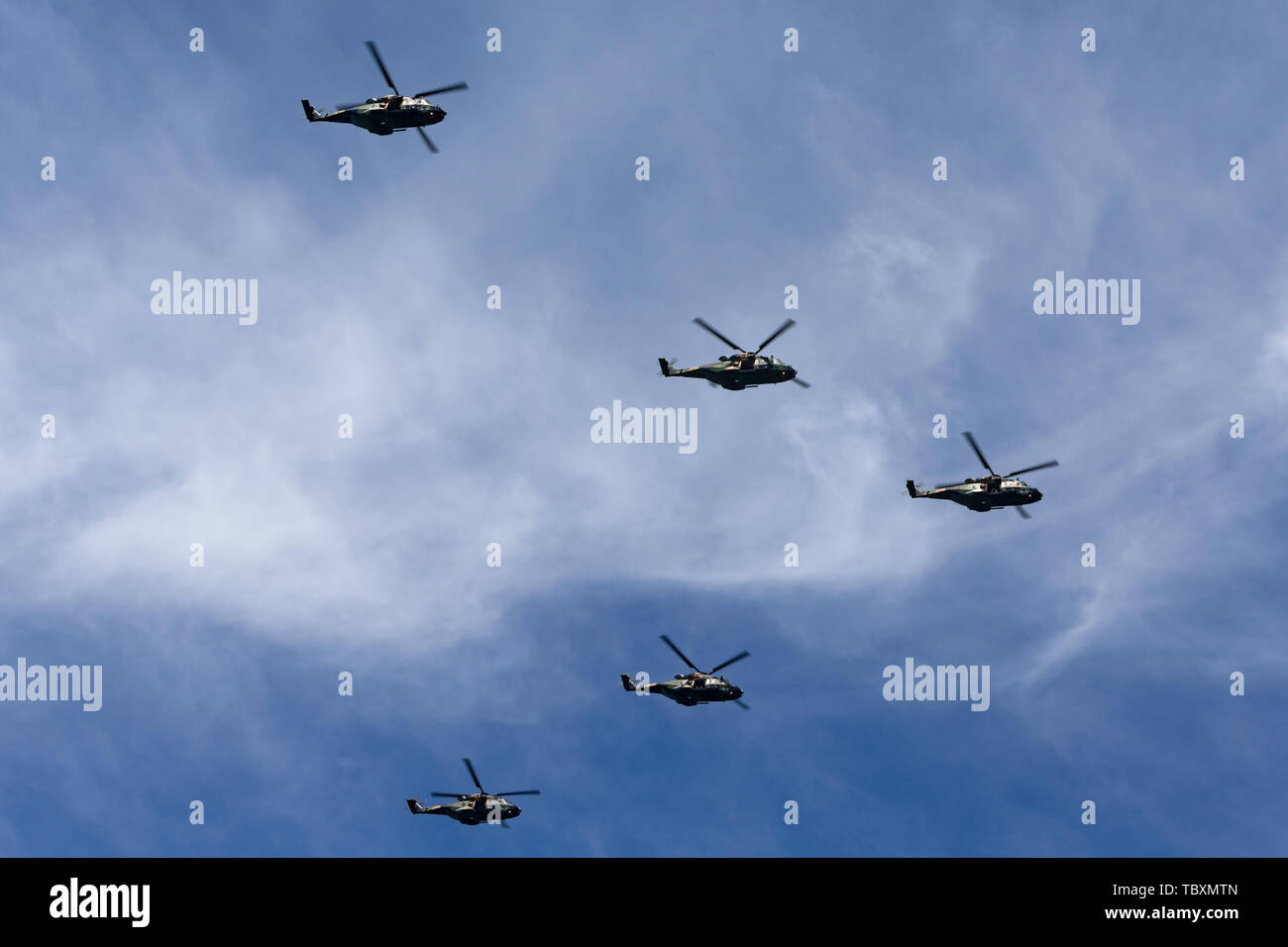 Five MRH-90 Taipan helicopters jointly operated by the Royal Australian ...