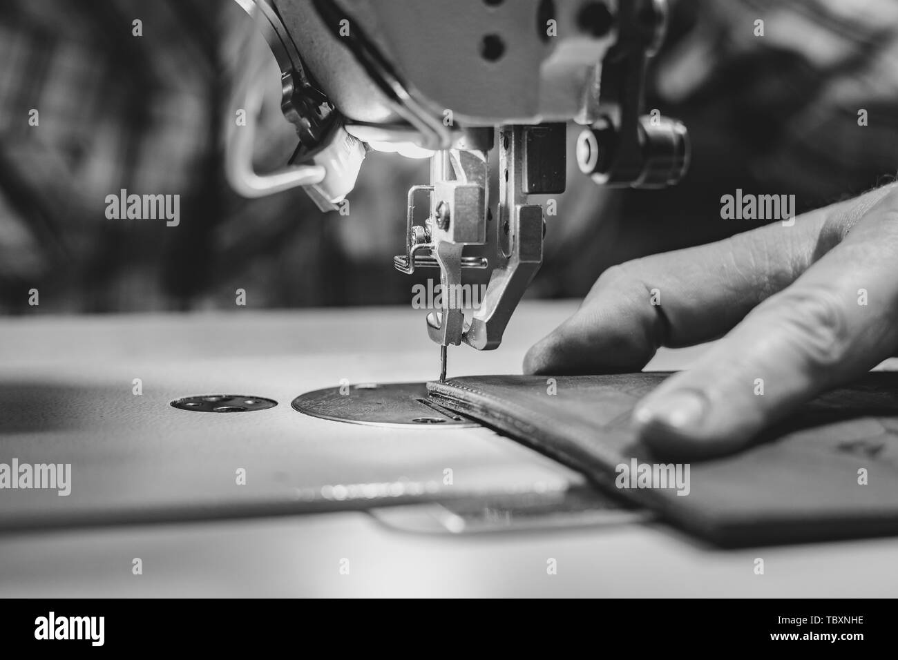 Industrial atelier sewing machine Black and White Stock Photos & Images ...