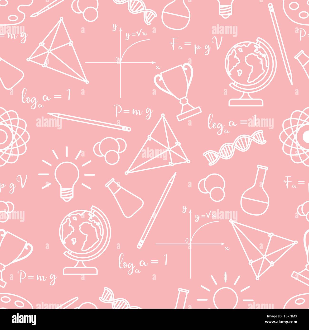Vector seamless pattern with scientific, education elements: globe ...