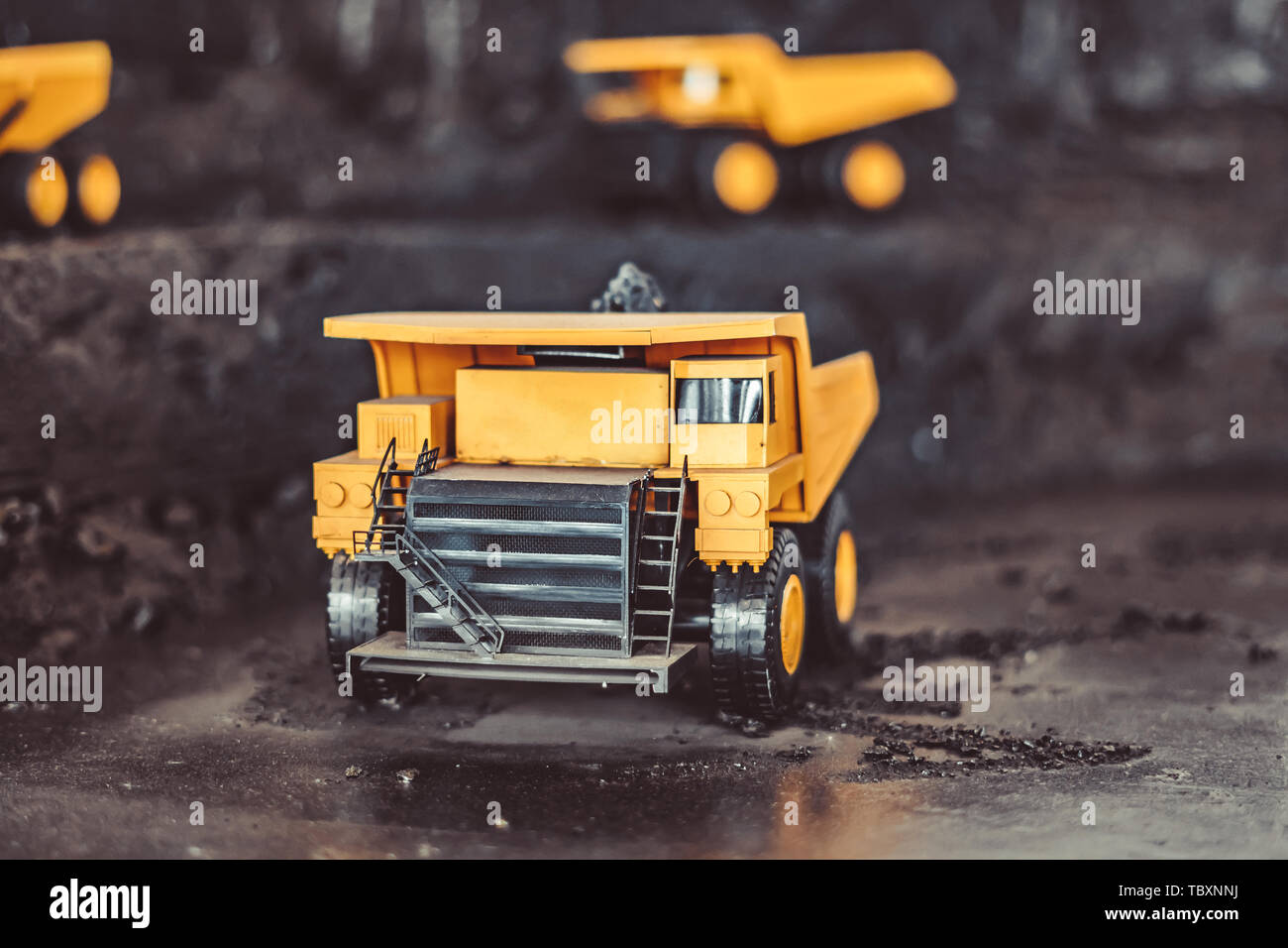 toy truck in the scenery of coal mining at the exhibition Stock Photo ...