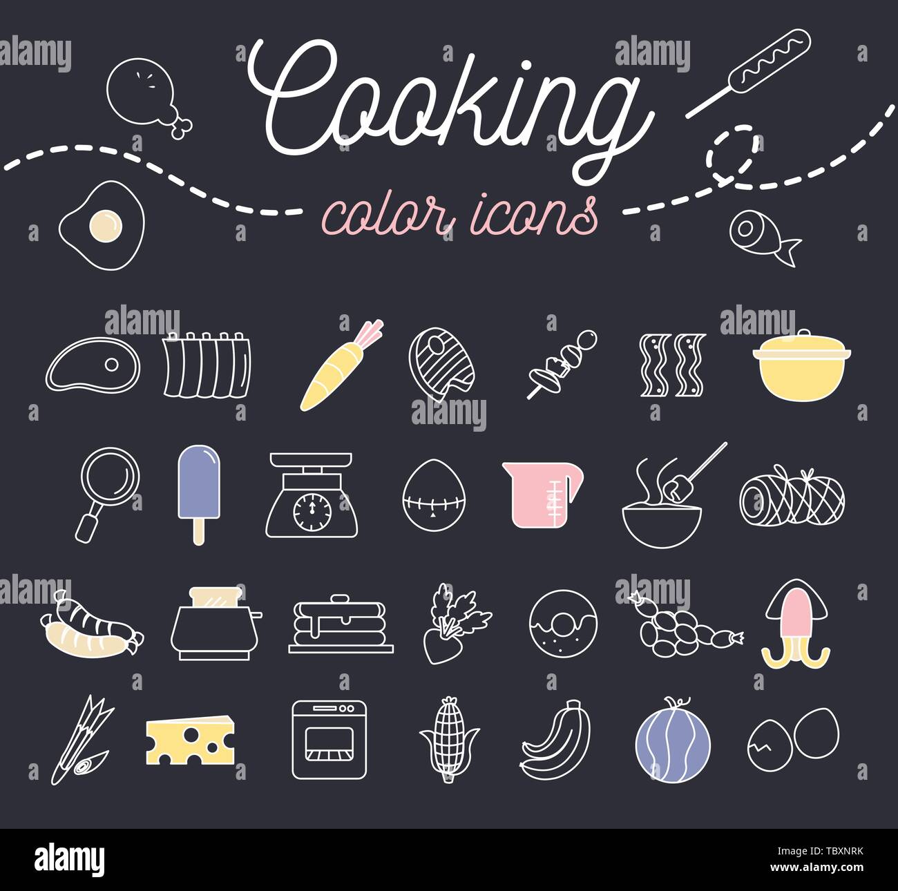 Cooking color icon set infographic design.vector Stock Vector Image ...