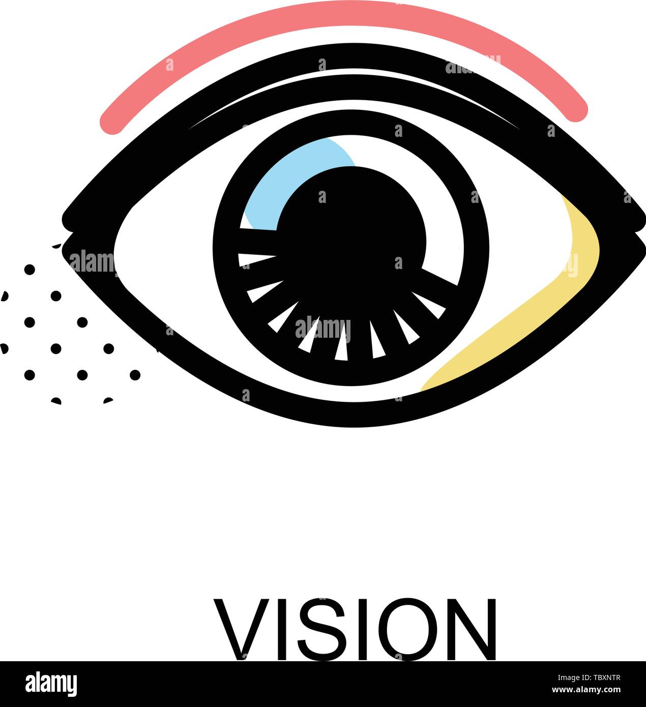 Vision icon with eye symbol on white background with illustration ...