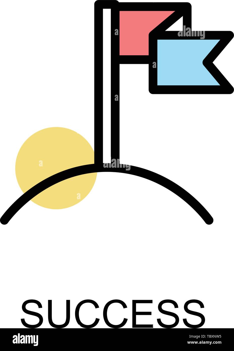 Success icon with flag on white background illustration design.vector ...