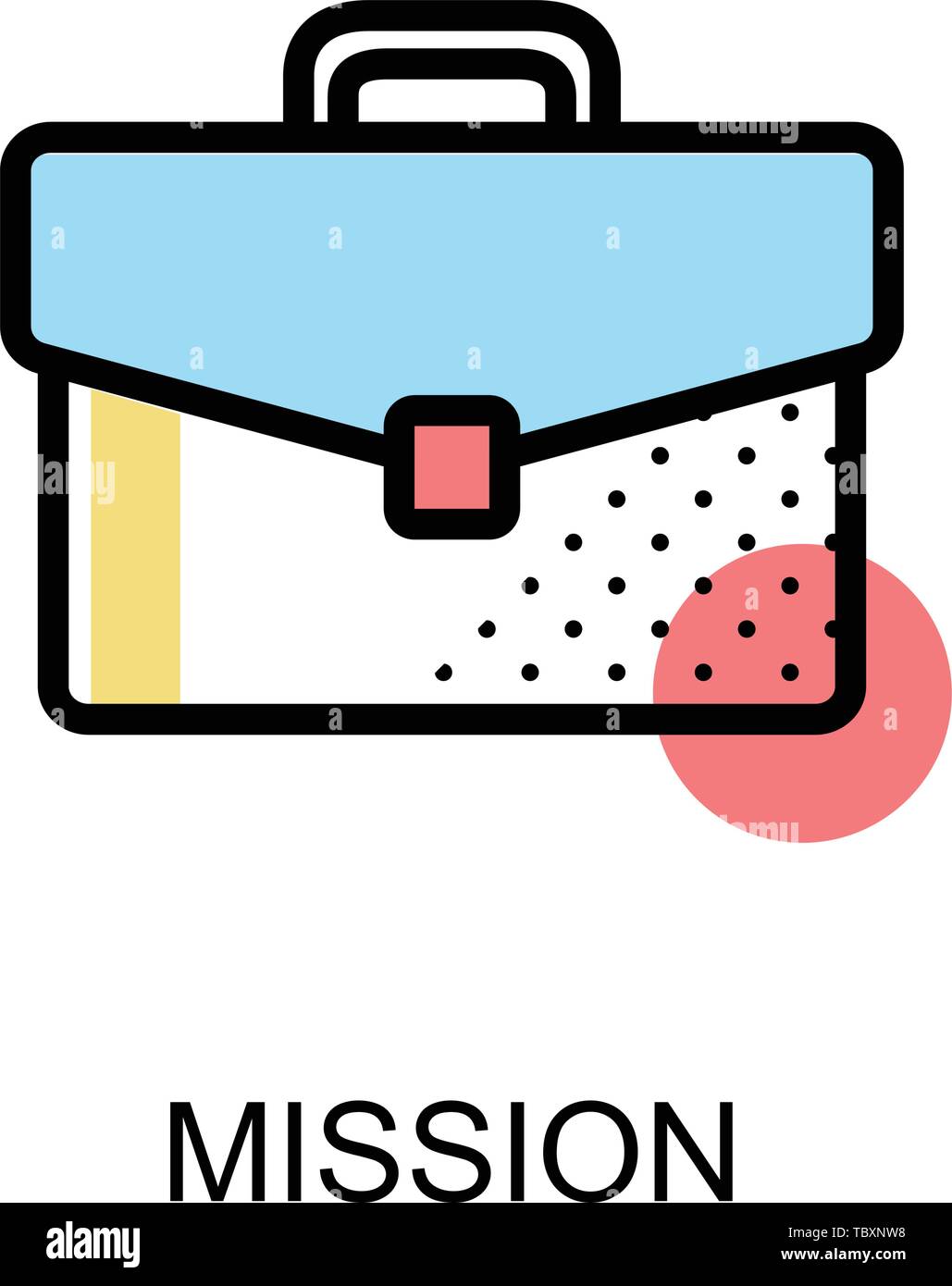 Mission icon with briefcase on white background illustration design ...