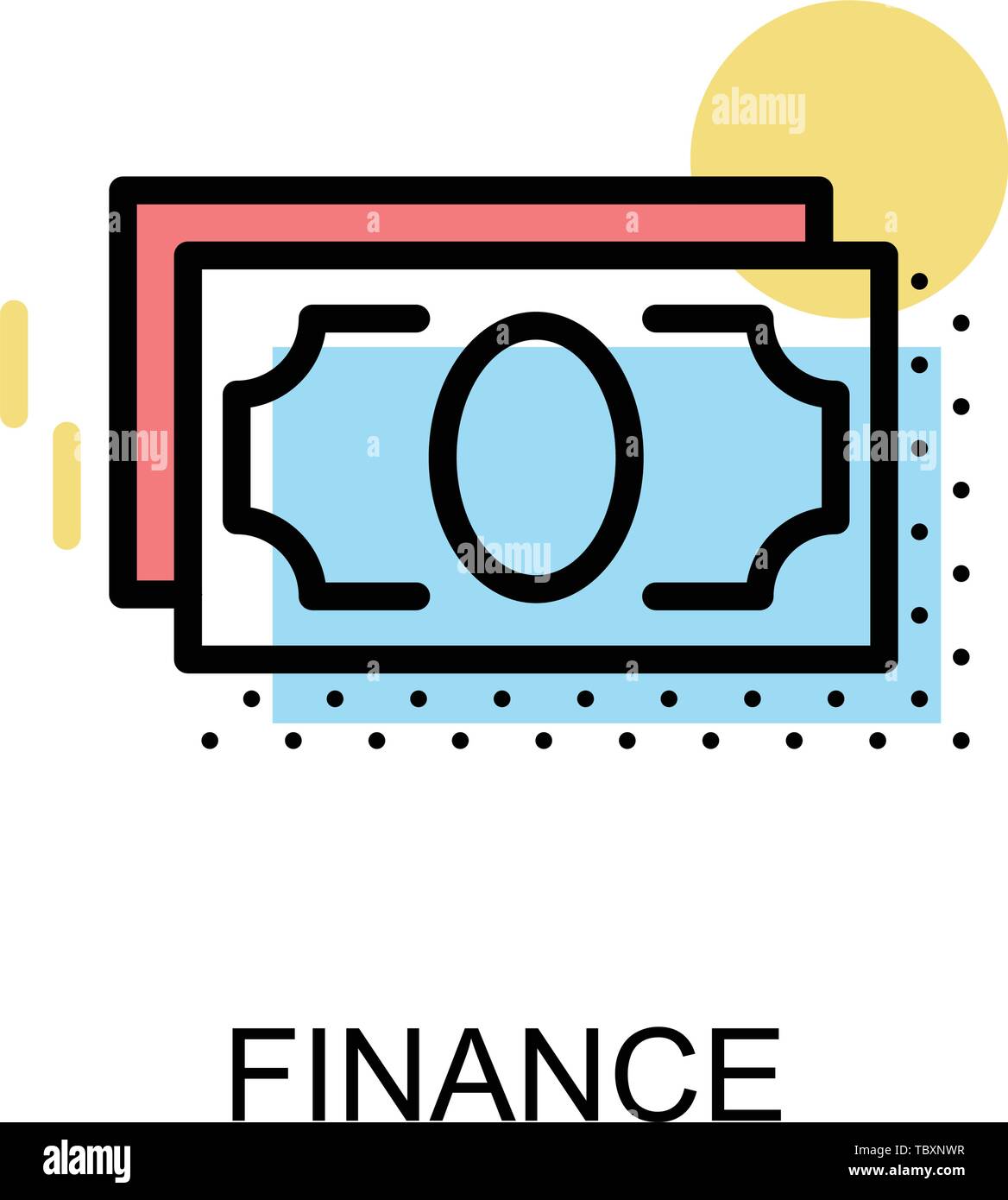 Finance icon and banknote on white background with illustration design ...