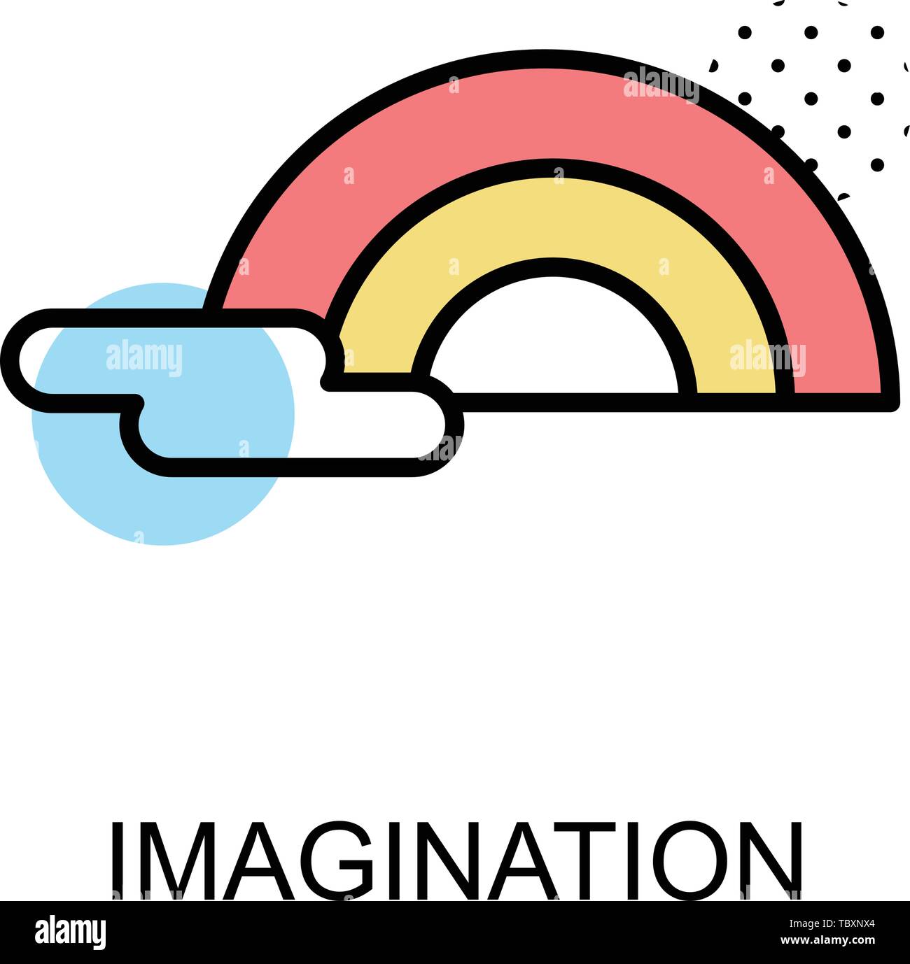 Imagination icon and rainbow on white background with illustration ...
