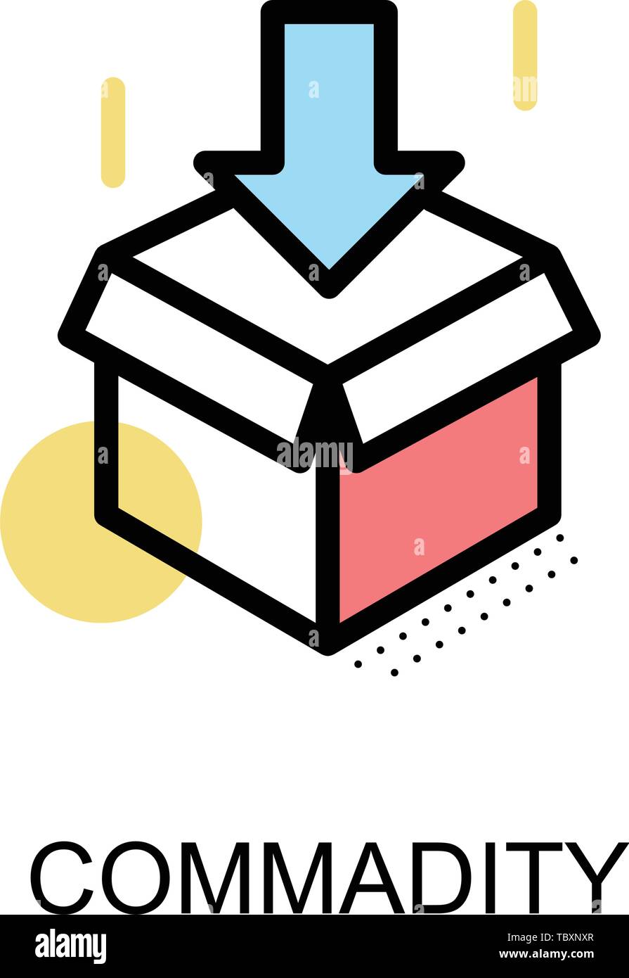 Commadity icon and open box symbol on white background with ...