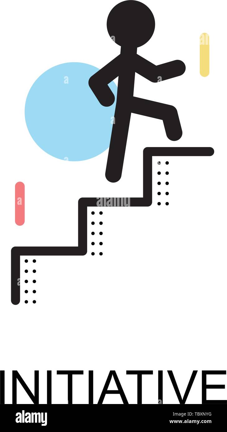 Initiative logo and man with stairs on white background illustration ...
