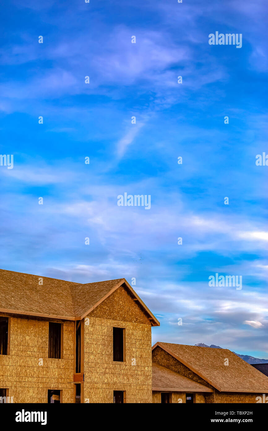 Exterior view of an unfinished house at a construction site Stock Photo ...
