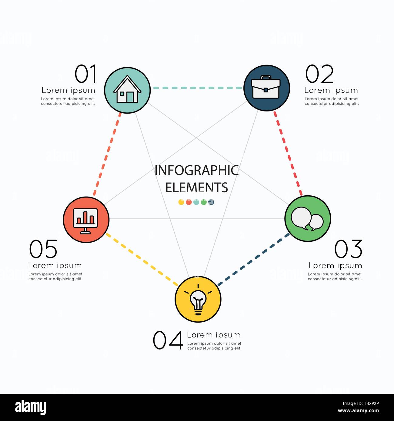 Infographic and icons with pentagon shape illustration design Stock ...