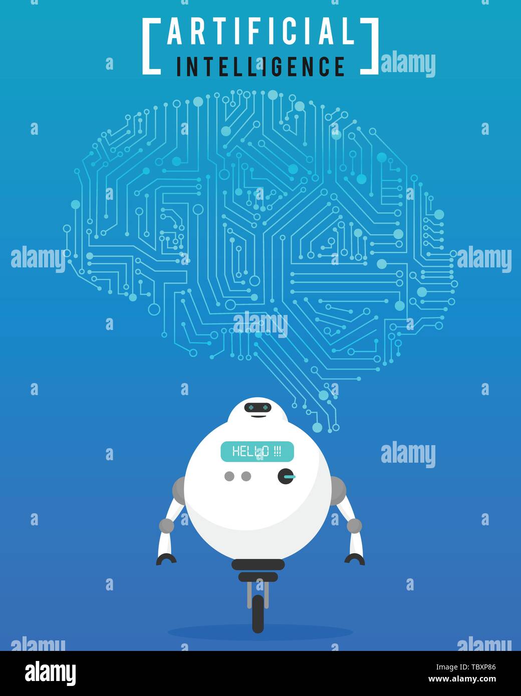 Artificial intelligence (AI) with high technology illustration design ...