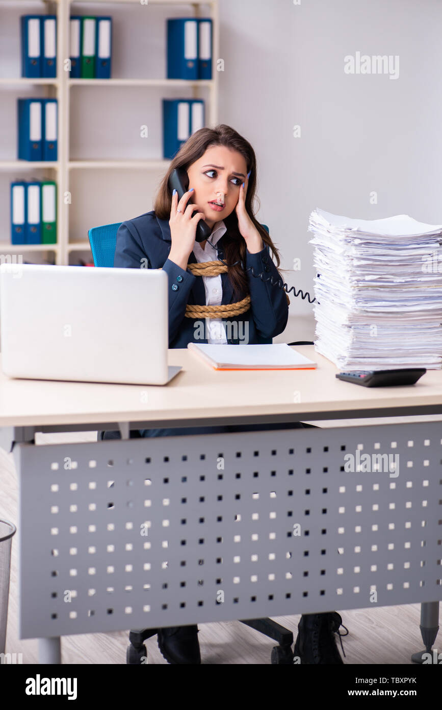 Busy woman working tied up hi-res stock photography and images - Alamy