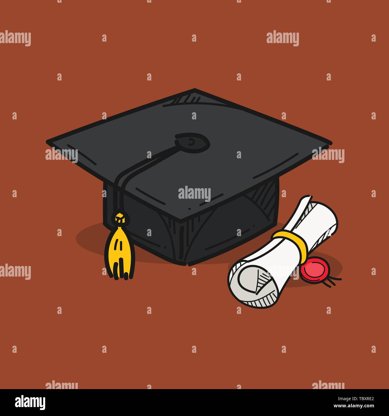 Graduation cap illustration on color background Stock Vector Image ...