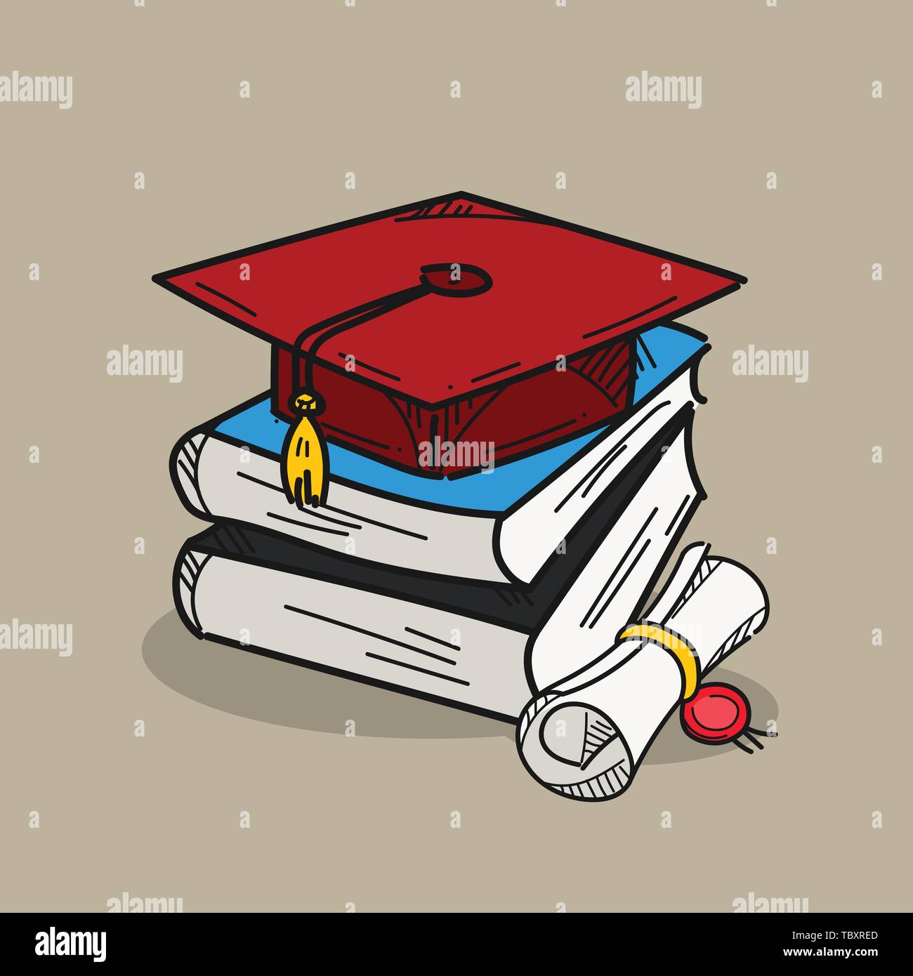 Graduation cap illustration on color background Stock Vector Image ...
