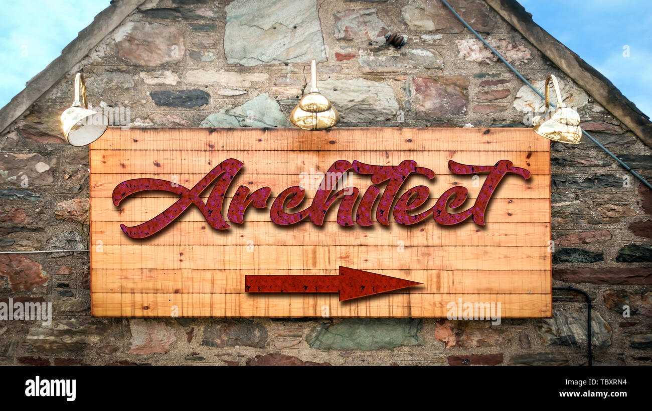 Street Sign the Direction Way to Architect Stock Photo - Alamy