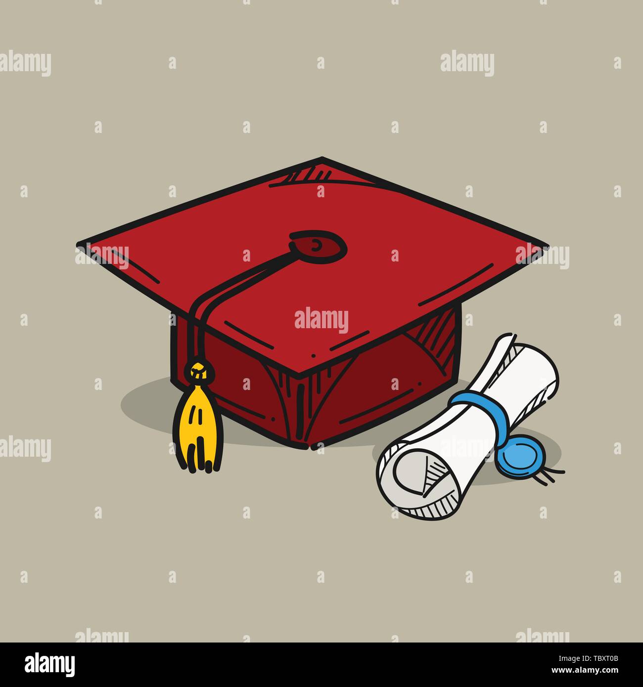 Graduation cap illustration on color background Stock Vector Image ...