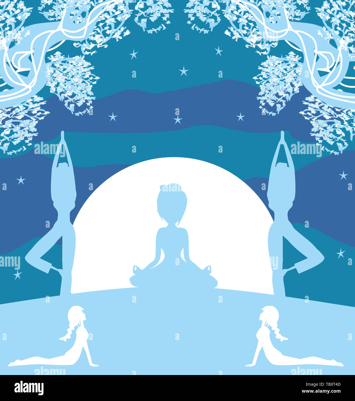 Woman traditional yoga pose vector illustration silhouette hi-res stock ...