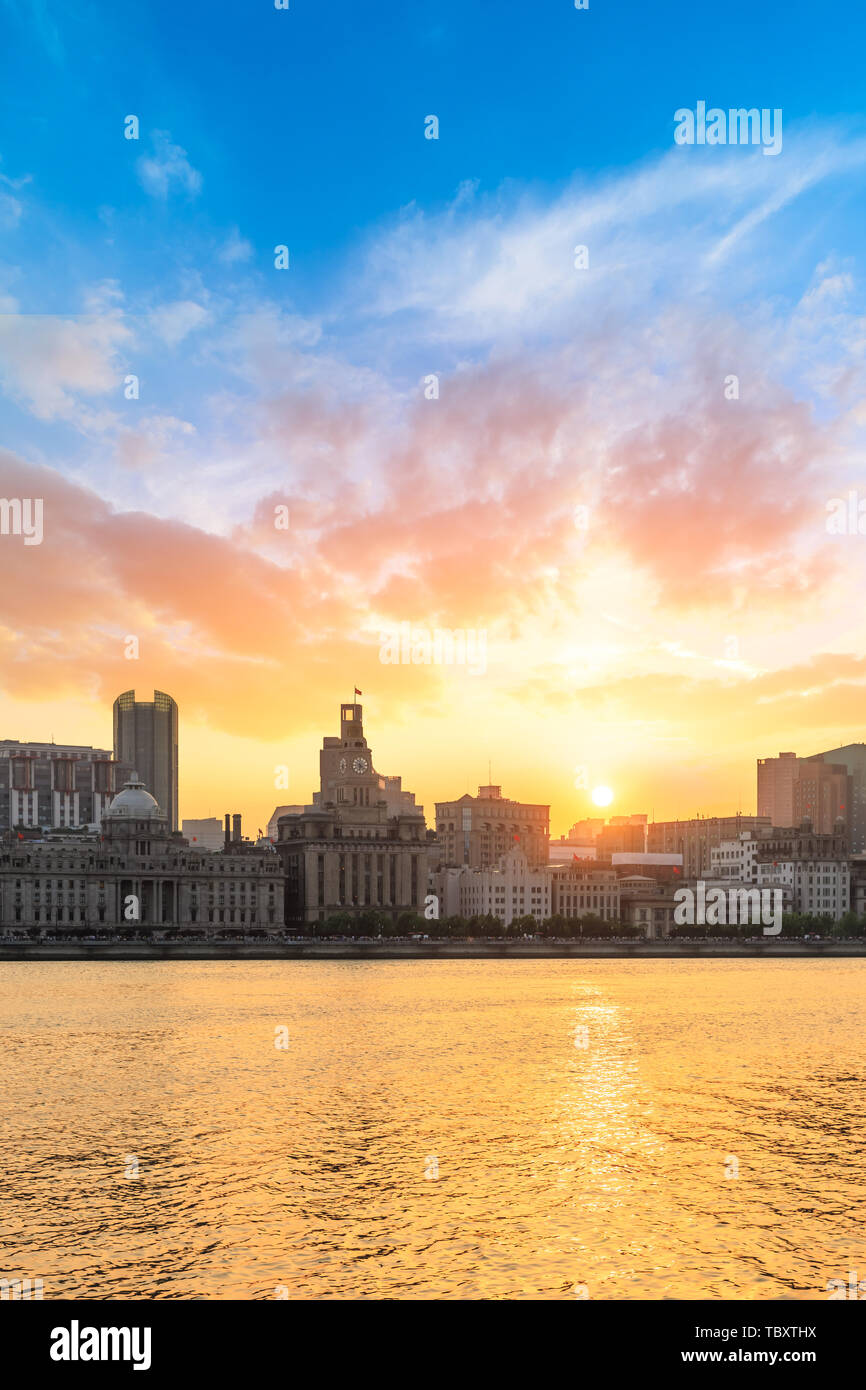 Beautiful city skyline sunset scene at the Bund,Shanghai Stock Photo ...
