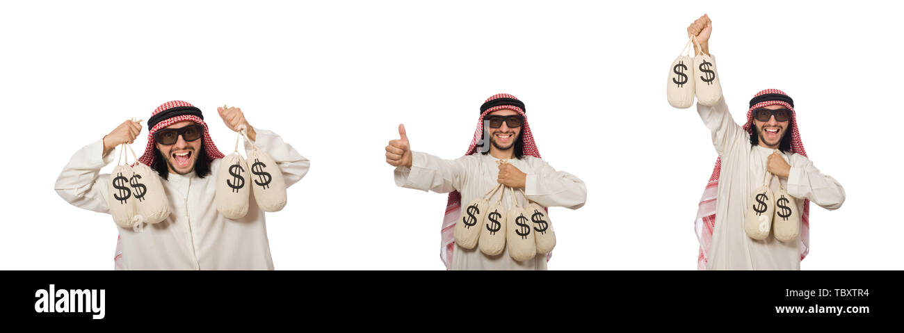 Arab businessman with sacks of money Stock Photo - Alamy
