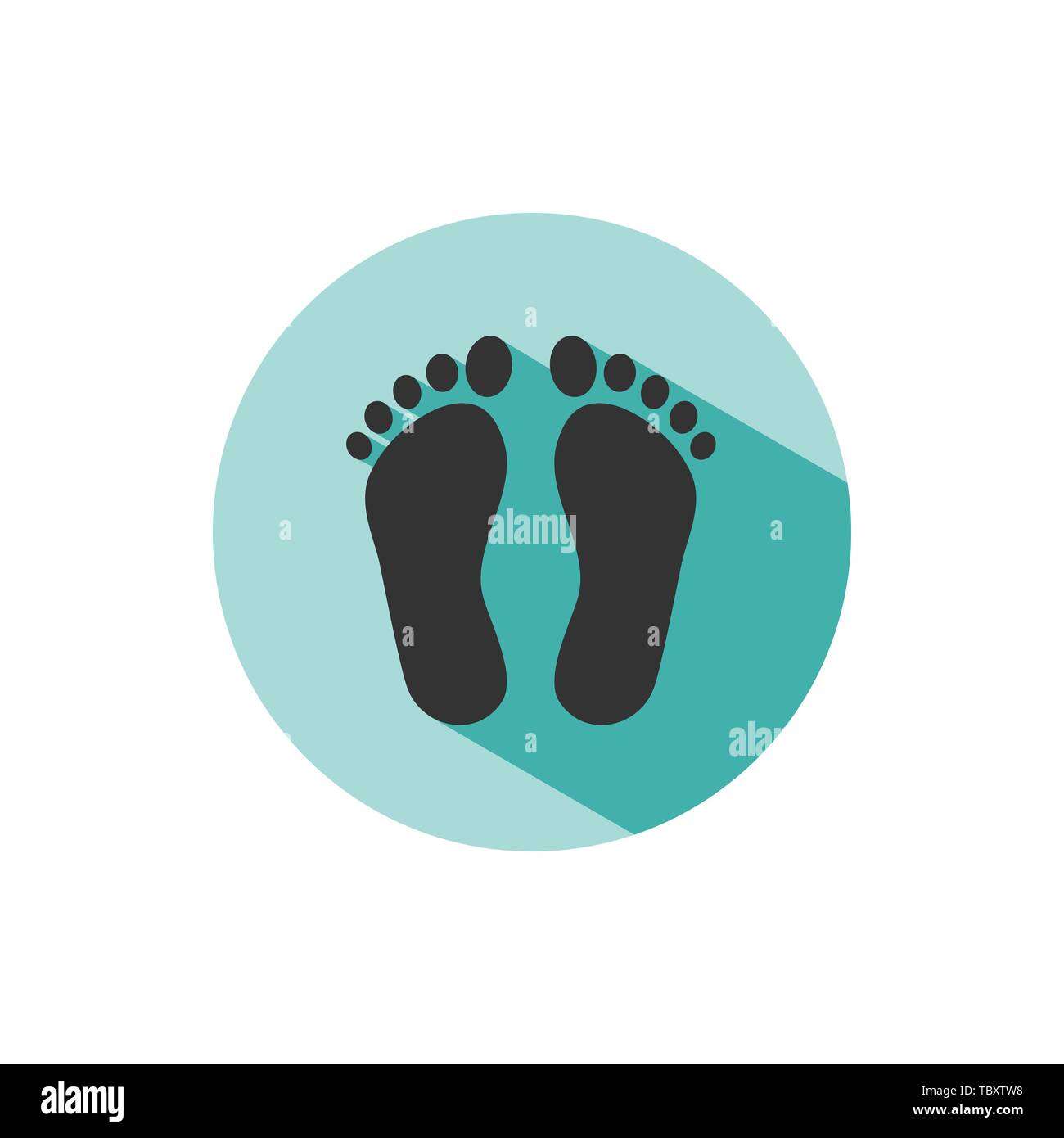 Human organ. Feet icon with shade on green circle. Vector illustration ...