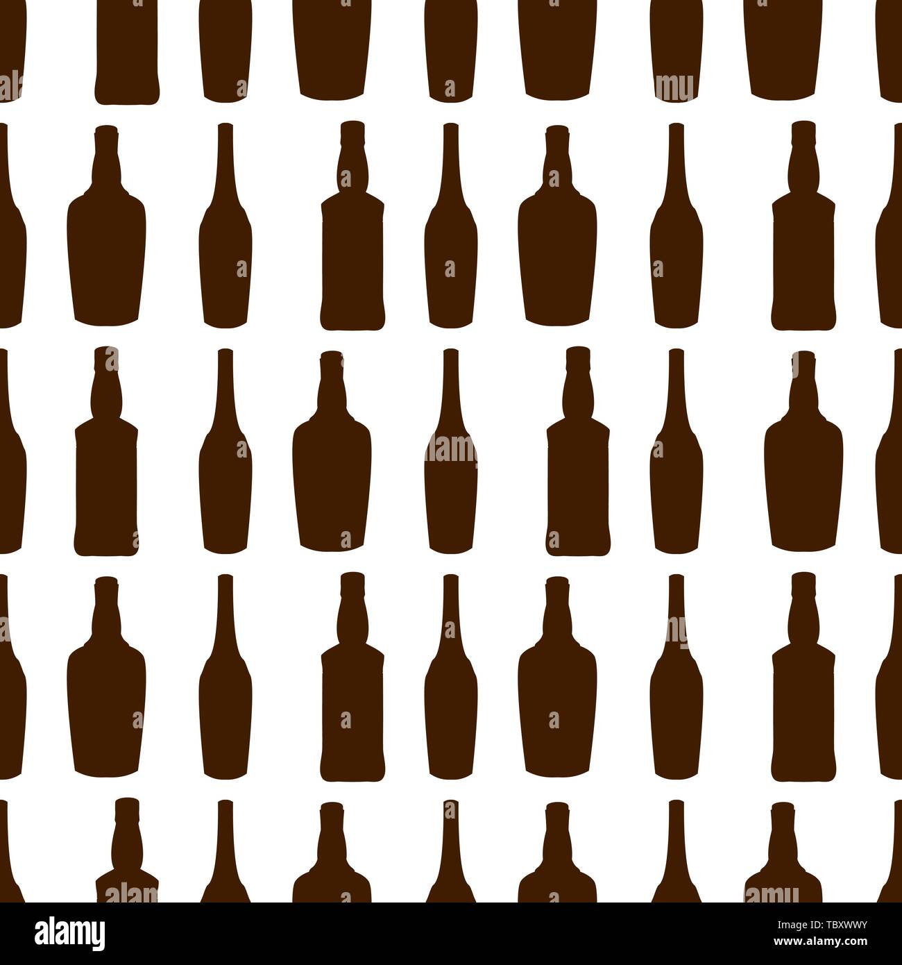 Seamless pattern with glass bottles silhouettes.Vector illustration ...