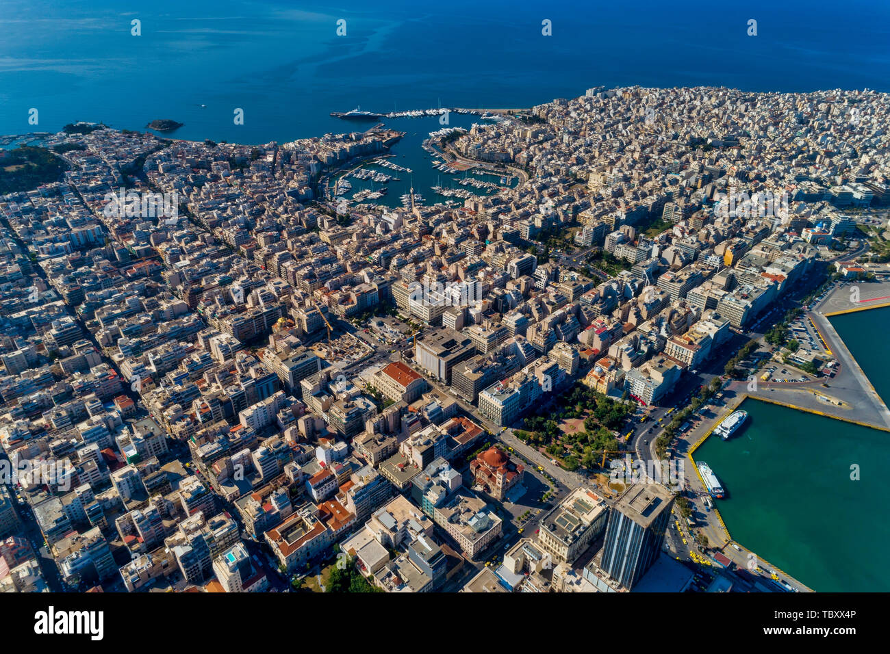 Aerial drone panoramic photo of Piraeus and Marina of Zea (pasalimani ...
