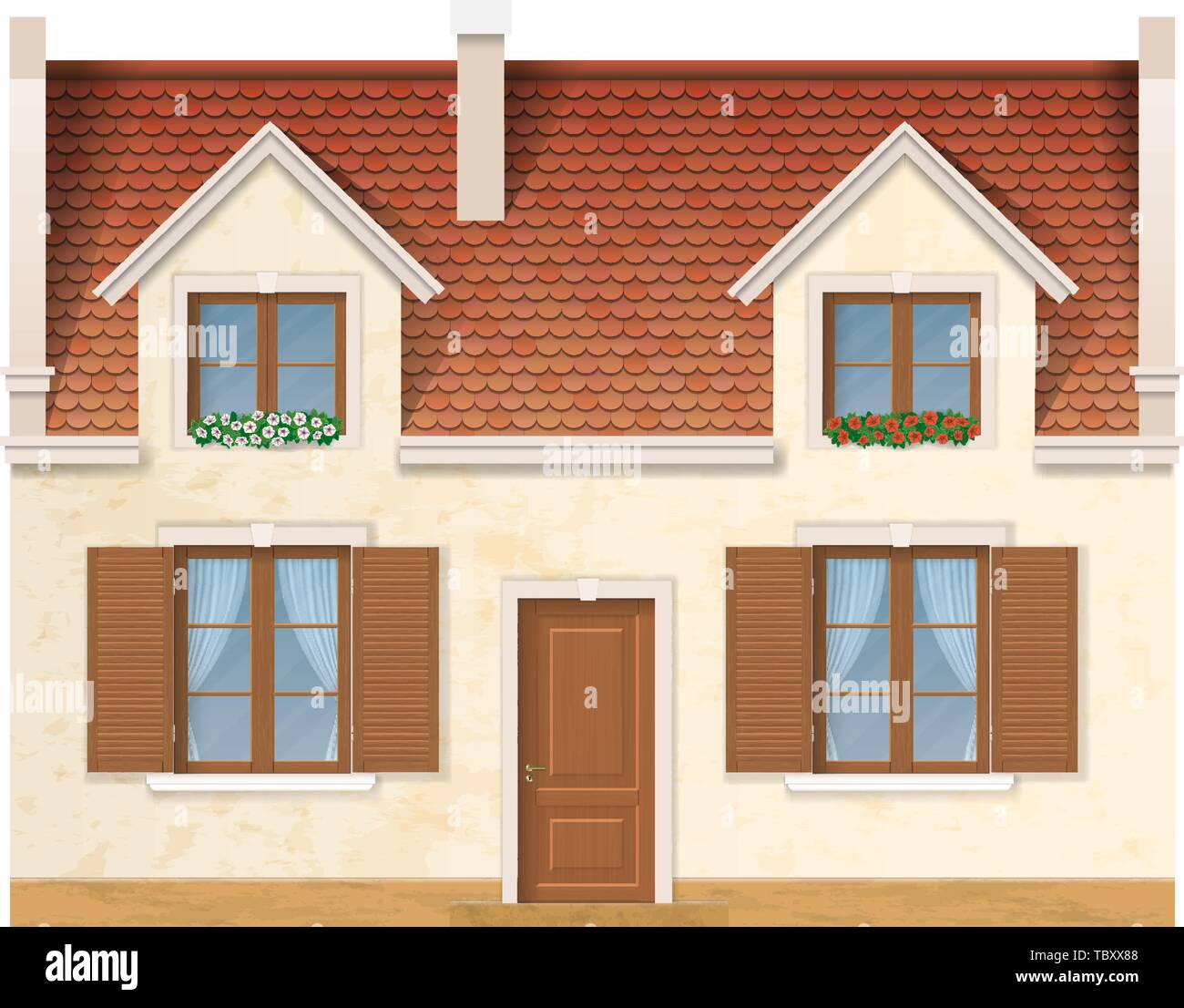 Facade historic residential building Stock Vector Images - Alamy