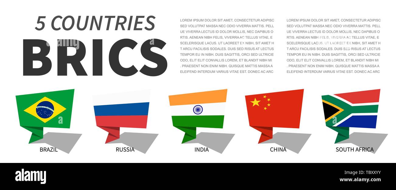 BRICS . Association of 5 countries . Speech bubbles design . Vector ...